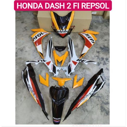 HONDA DASH 110 V2 FI REPSOL BODY COVER SET WITH SIAP STICKER TANAM 2K CLEAR 🔥READY STOCK🔥 ...