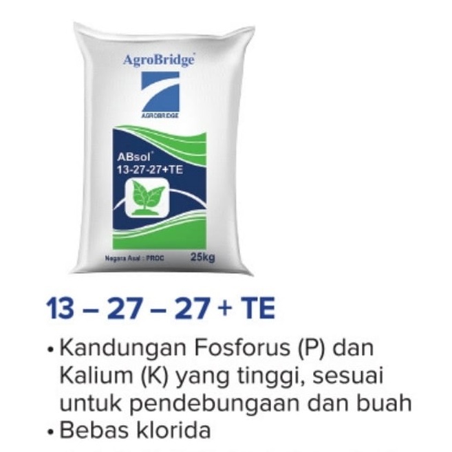 Baja Larut Air ABsol 13:27:27+TE AgroBridge (Bunga/Buah) Repack 500gm | Shopee Malaysia
