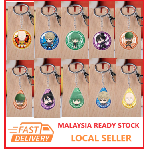 【READY STOCK】 One Punch Man Keychain Cute Key Chain Anime Saitama Genos ...