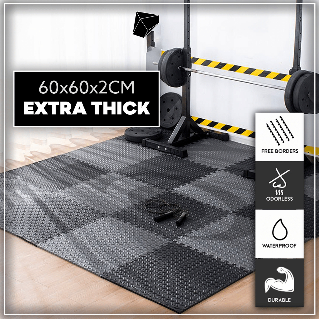 [FREE BORDERS] 60x60x2cm Gym Floor Mat Rubber Mat Gym Playmat Exercise ...