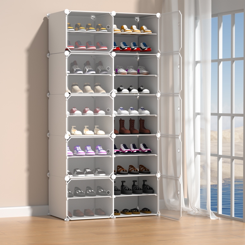 Shoe Rack With Door Rak Kasut Bertutup Storage Box Stackable Shoe Box ...