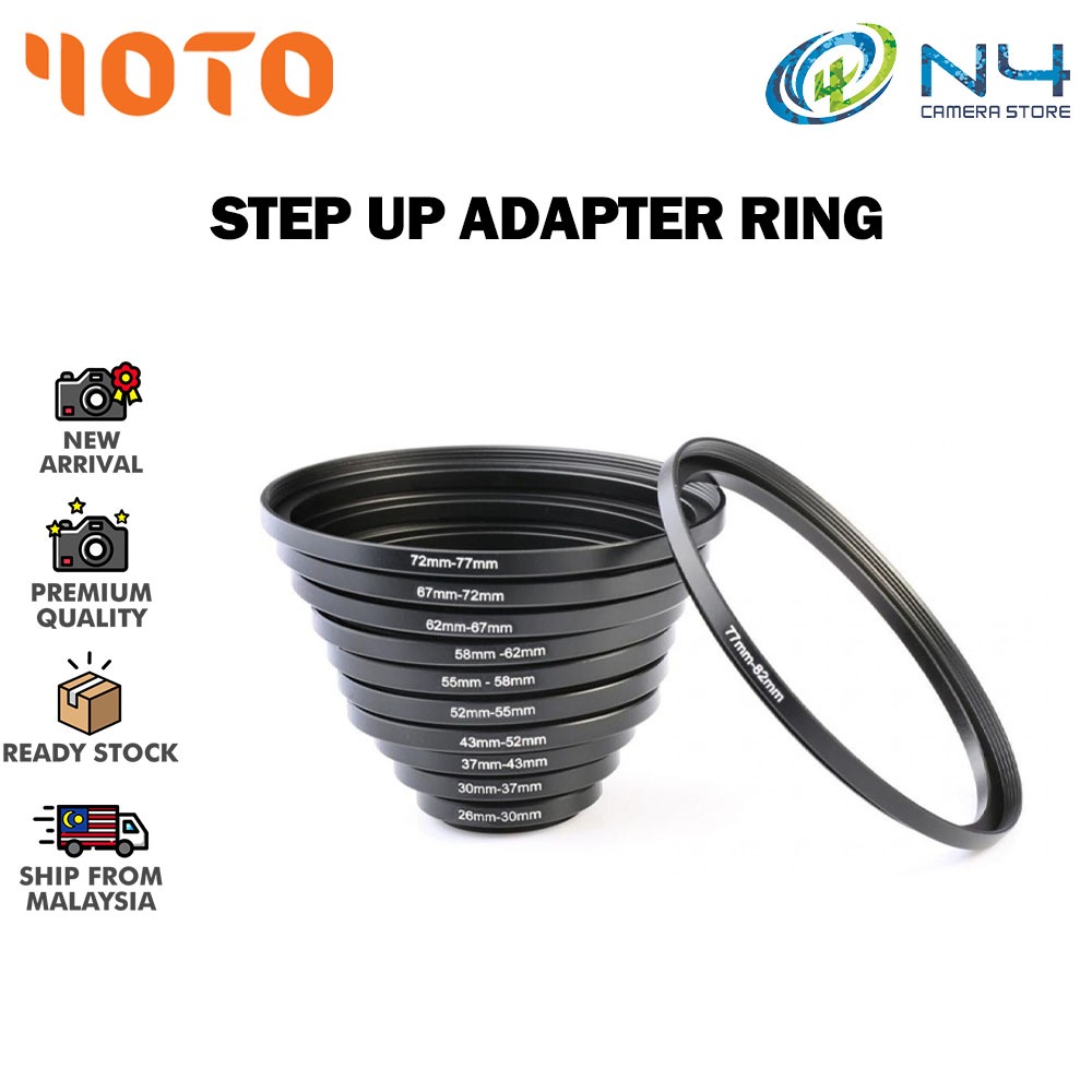 FOTO Metal StepUp Ring 37 40.5 43 46 49 52 55 58 62 67 72 77 82mm Step ...