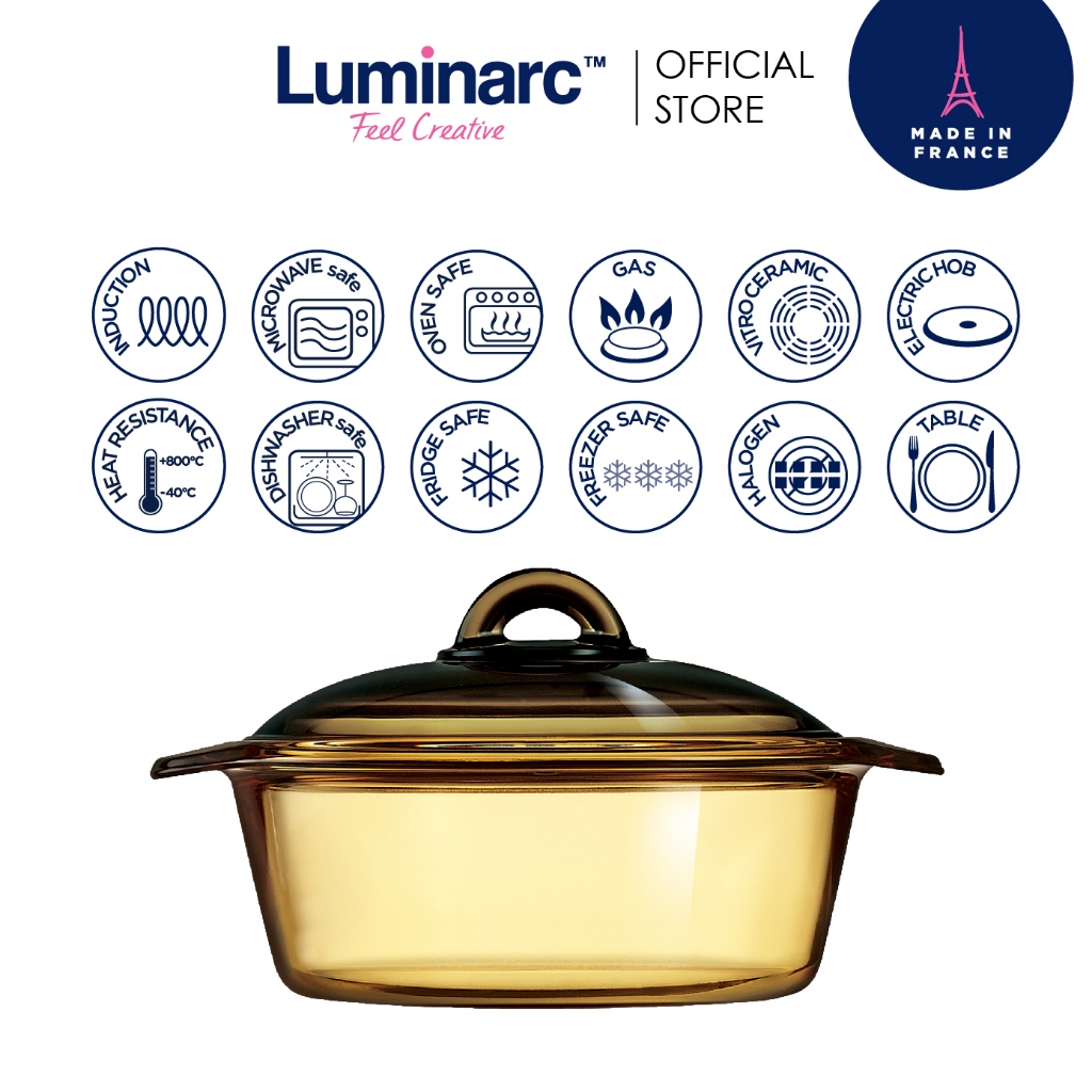 Luminarc Amber Vitro Glass Casserole Pot - (1500ML) [Model: N1606 ...