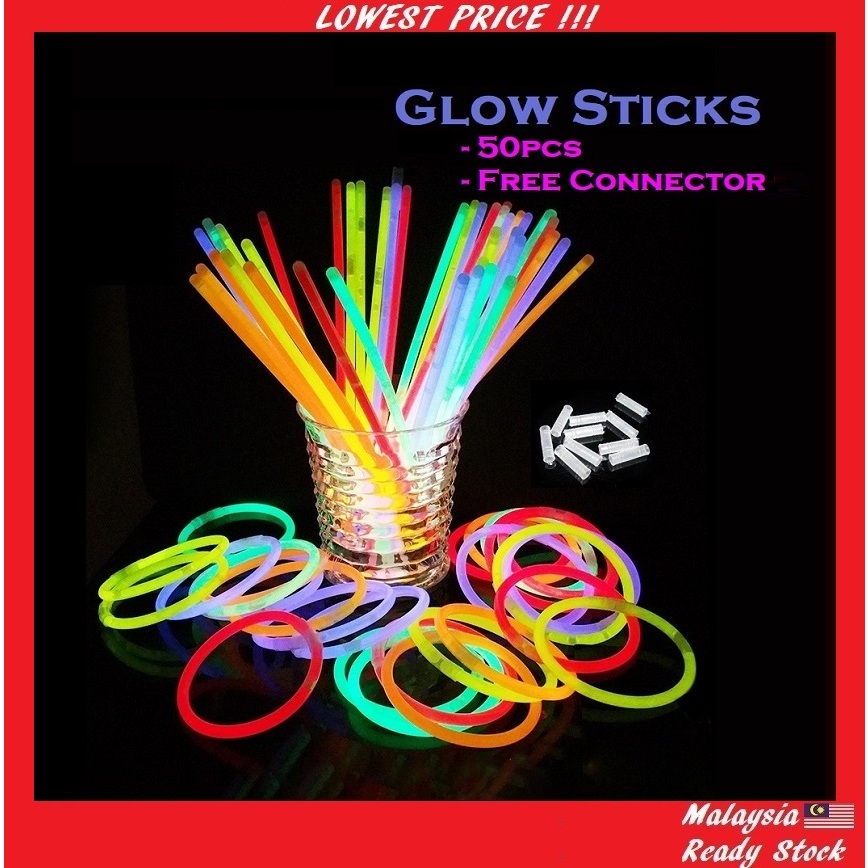 Glow Stick 50pcs Concert Party Wedding Festival Necklace Bracelet Neon ...