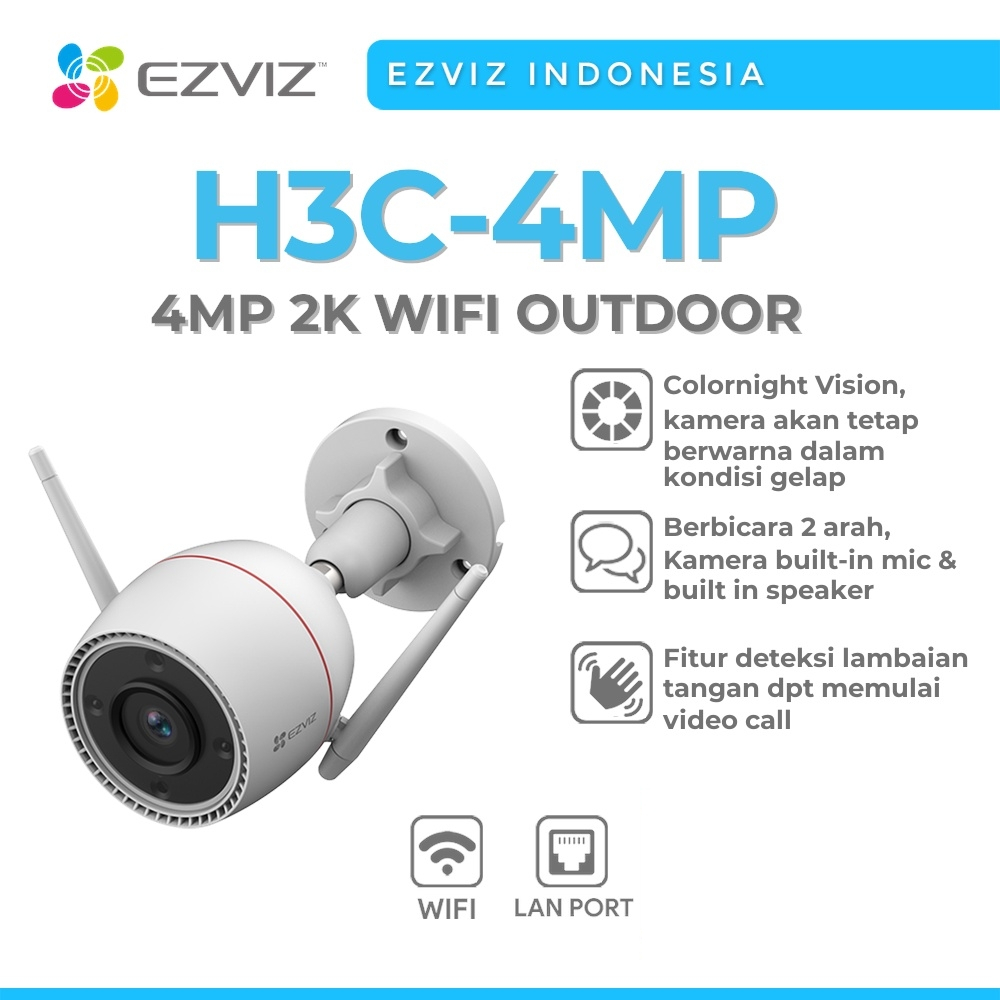 EZVIZ H3C C3TN / C3N / C3W PRO 2MP 4MP FULL HD IPCAM IP67 Waterproof AI-Powered Person Detection ...