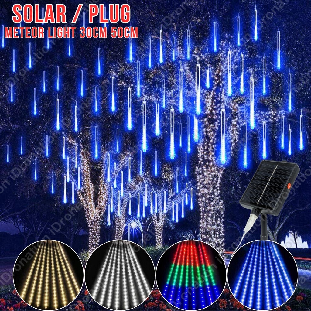 Outdoor Waterproof Solar LED 30CM 50CM Meteor Shower Rain Lamp Lights ...
