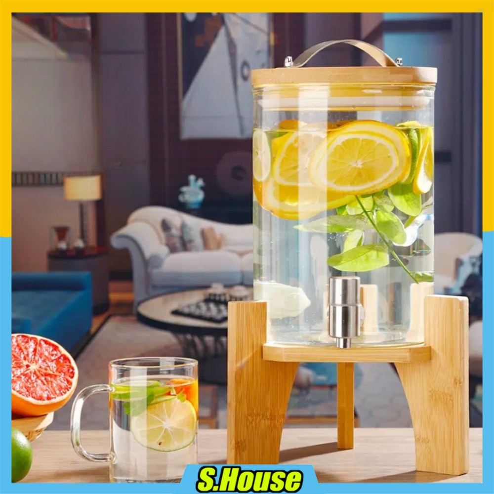 Water Dispenser Bamboo Chair Airtight Cold Juice Bottle Storage Party ...