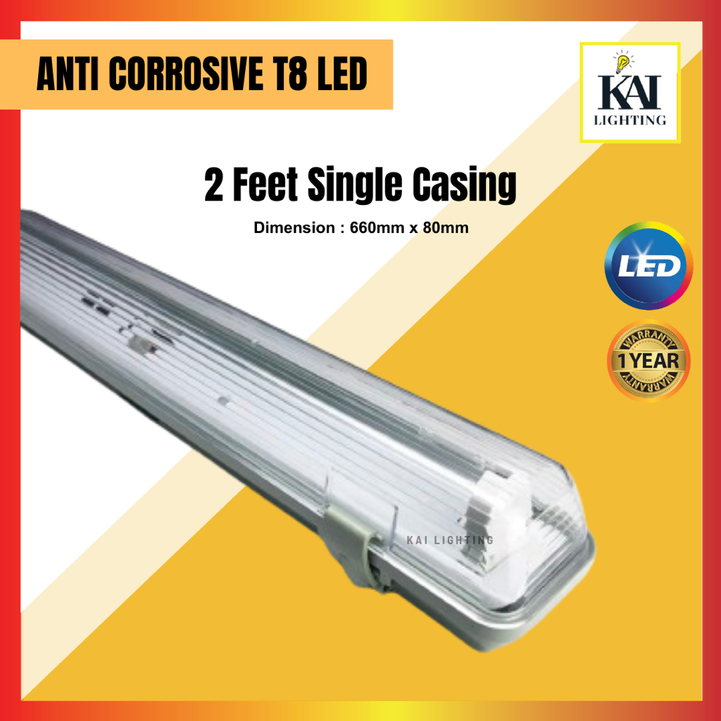 LED T8 Waterproof Casing Fitting 2FT 4FT Single Double Anti corrosive Weatherproof Outdoor lamp ...