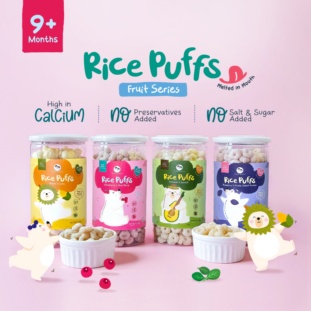 Double Happiness Rice Puff & Rice Stick Snacking Baby 6m+ Cair di mulut ...