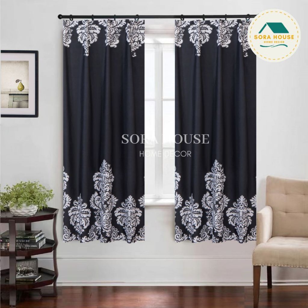 [RCJ⚜] SORA BATIK Semi Blackout Curtain 2IN1 Hook Rod Langsir Raya ...