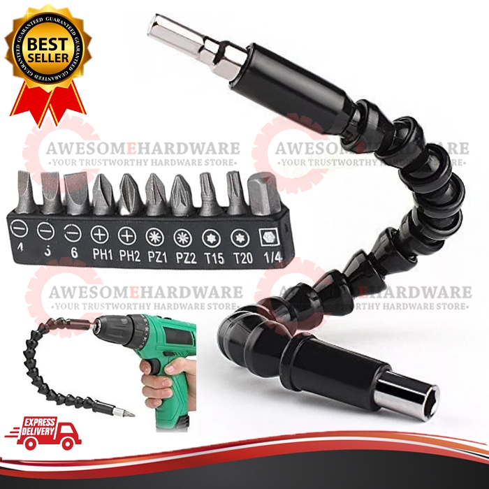 (MAGNETIC) 30CM UNIVERSAL FLEXIBLE SHAFT SCREWDRIVER EXTENSION WITH ...