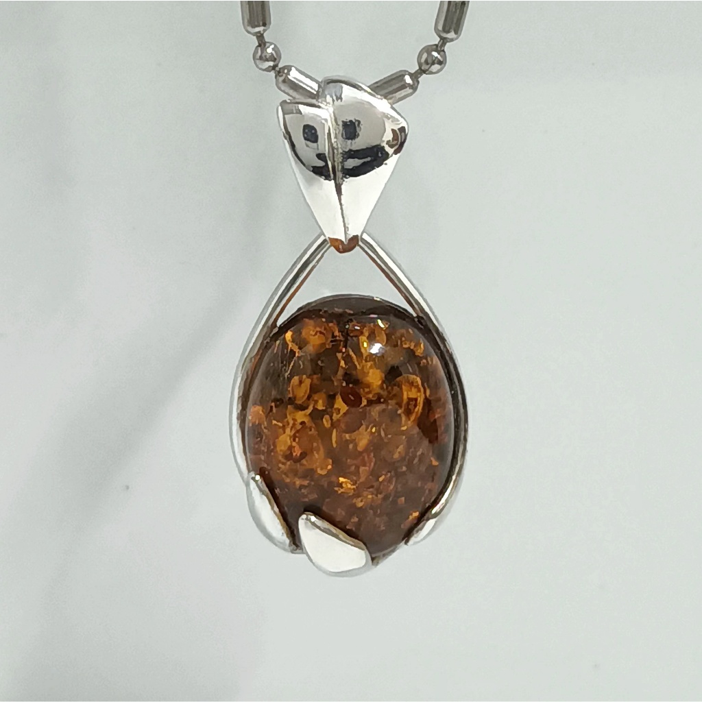 Amber Pendant (Oval Amber in Tear Drop Frame) Natural Genuine High ...