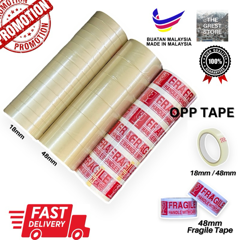 OPP TAPE 48mm 18mm Fragile Tape 48mm Clear Tape Transparent Tape ...