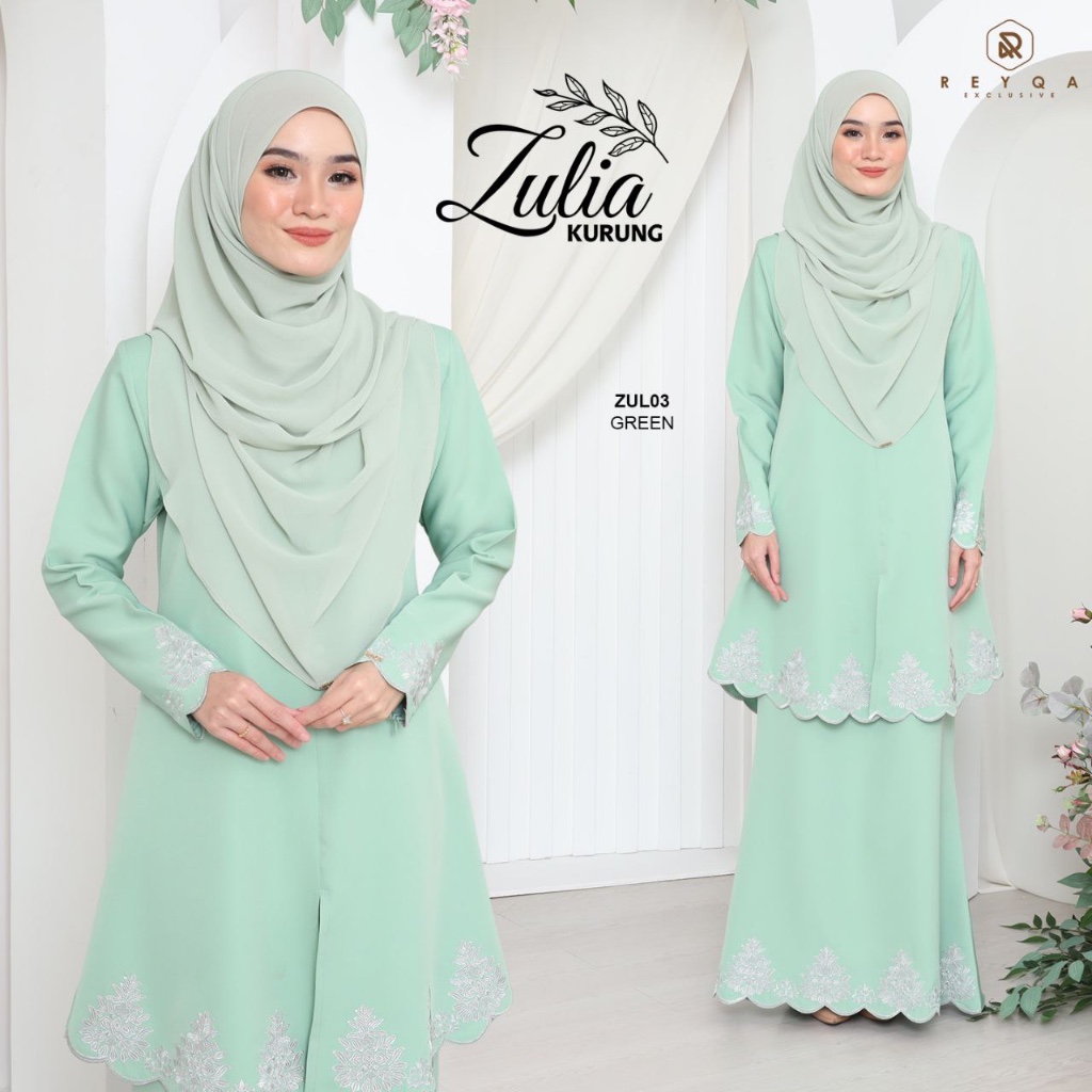 Kurung Zulia, Shafa - Sulam Tenun Moden Baju Raya Riau Pahang Lilac ...