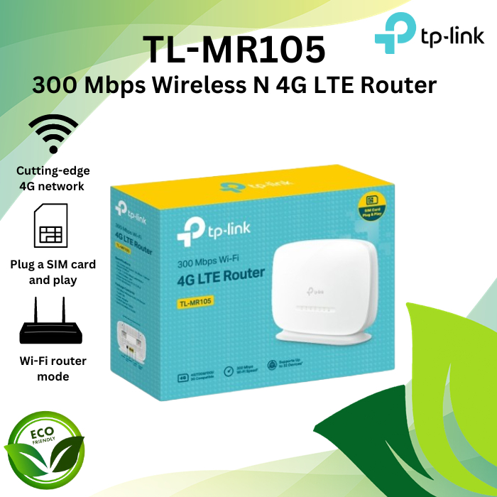 TP-Link TL-MR105 Wireless N300 4G LTE Modem WiFi Router Direct SIM ...