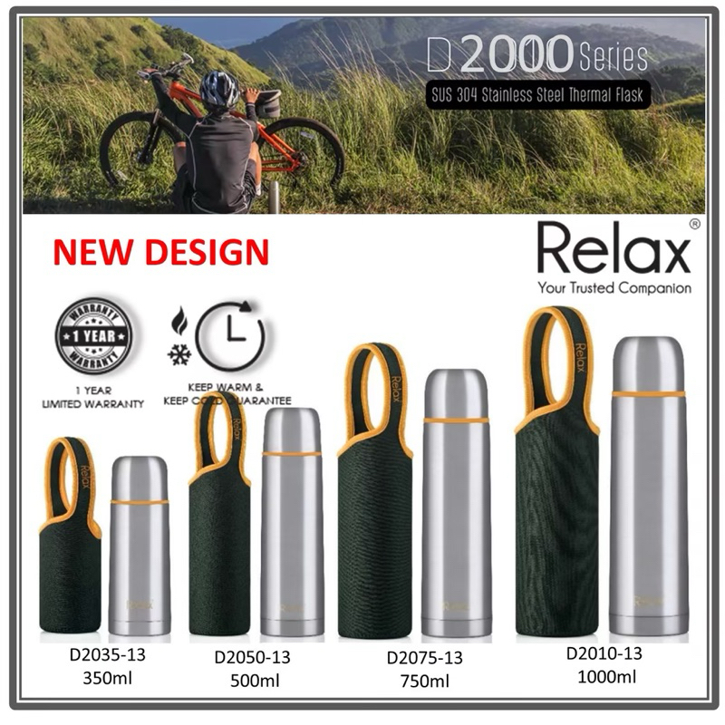 RELAX SUS304 S/Steel Thermal Flask With Free Pouch/Thermal Steel/Thermo ...