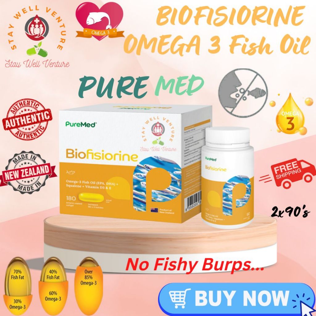 PureMed Biofisiorine (High Strength Fish Oil omega 3 with Squalene Oil ...