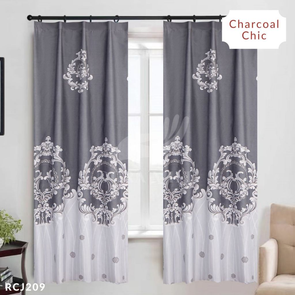 DORAMILL Curtain Langsir Semi Blackout 2in1 Hook & Rod Langsir Pintu ...