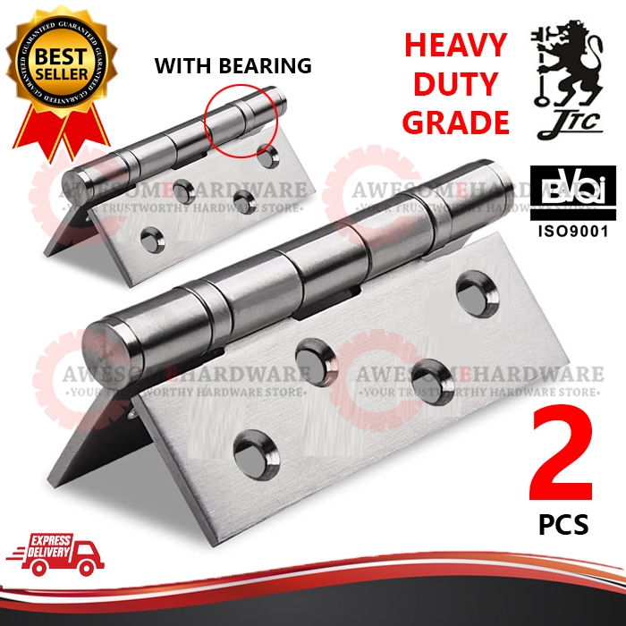 (2PCS) JTC 4" STAINLESS STEEL DOOR HINGE WITH BEARING FURNITURE HINGE ...