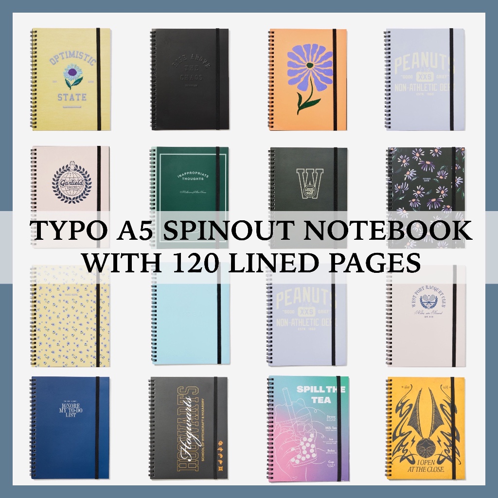 TYPO Notebook / A5 Spinout Notebook Recycled / 120 Lined Pages | Shopee ...
