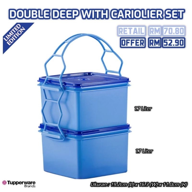 Double Deep with cariolier (1.7L x2) Tupperware | Shopee Malaysia