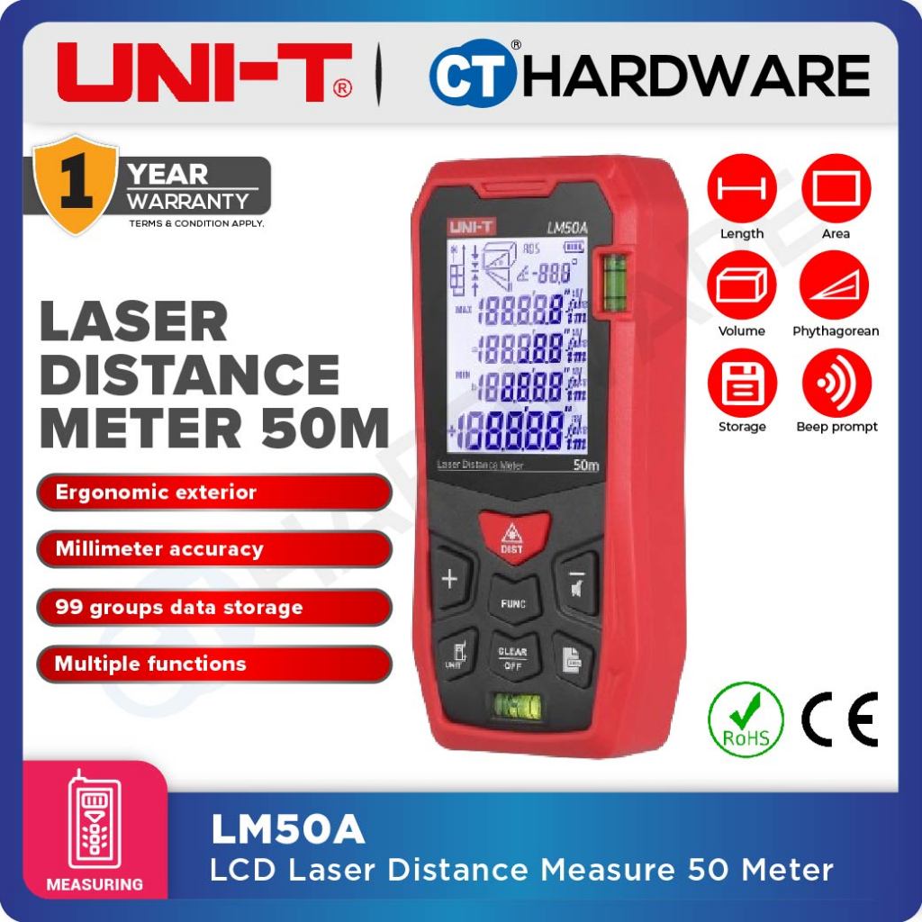 UNI-T LM50A LM70A LM100 LCD Laser Distance Measure 50m 70m 100m | Shopee Malaysia