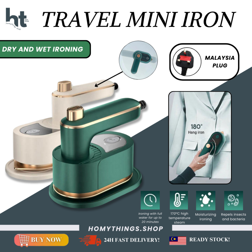 【HOMYT.SHOP】Portable Steam Iron Rotatable Iron Mini Travel Seterika ...