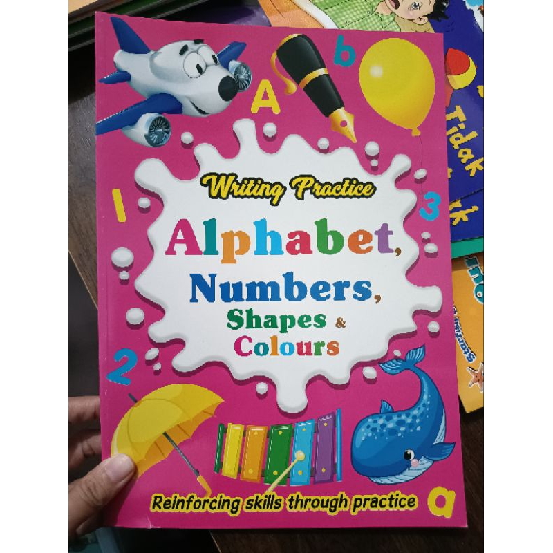 WRITING PRACTICE ALPHABET NUMBERS SHAPES COLOURS WRITING BOOK LEARN ABC ...