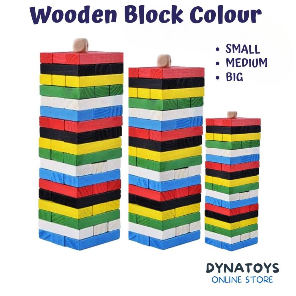 48 Pcs Coloured Wooden Number Stacking Block Tower Toy | Shopee Malaysia