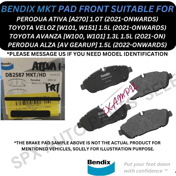 BENDIX (MKT) DISC BRAKE PAD (FRONT) PERODUA ATIVA [A270] '21YR / ALZA ...