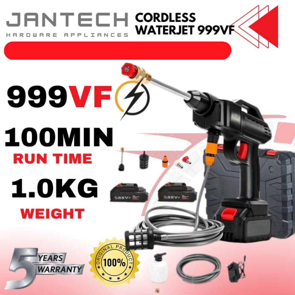 999VF Cordless Water Jet Portable Car Washer High Pressure Washer 120 Bar Water Pressure Water ...