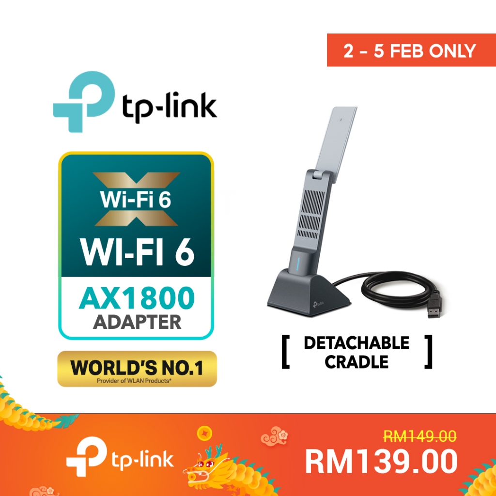 TP-Link AX1800 High-Gain Dual Band Wireless USB Adapter Archer TX20UH ...