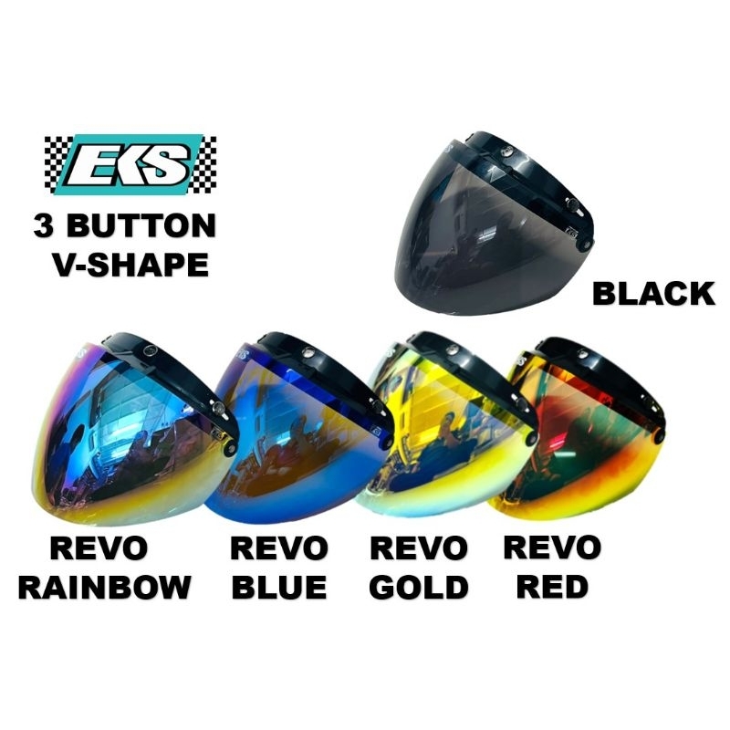 Visor 3 button V-shape untuk helmet MS88, RS88, SGV, MHR kura2 | Shopee ...