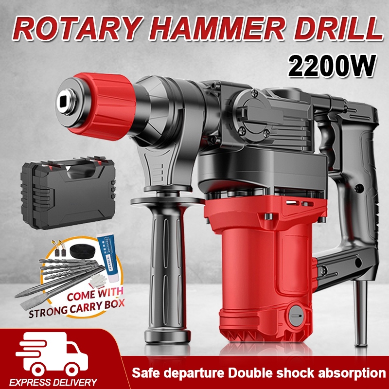 2200W Electric Hammer Drill Demolition Hammer Penebuk Dinding Konkrit ...