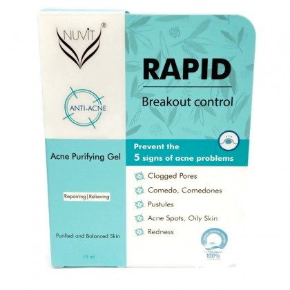 NUVIT ANTI-ACNE 24 HOUR RAPID BREAKOUT CONTROL PURIFYING GEL 15ML ...