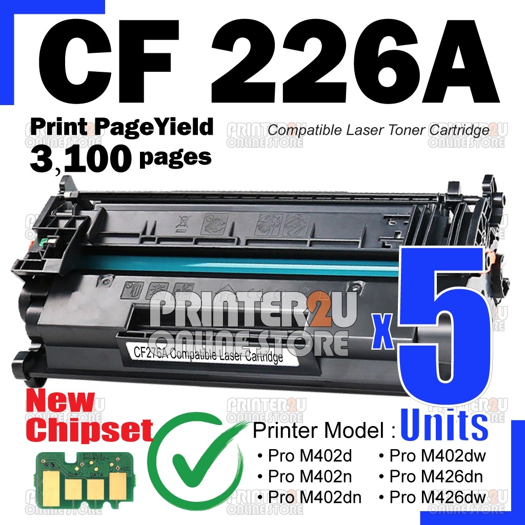 5x CF226A Compatible to HP 26A Laserjet M402dne M402dn MFP M427fdn ...