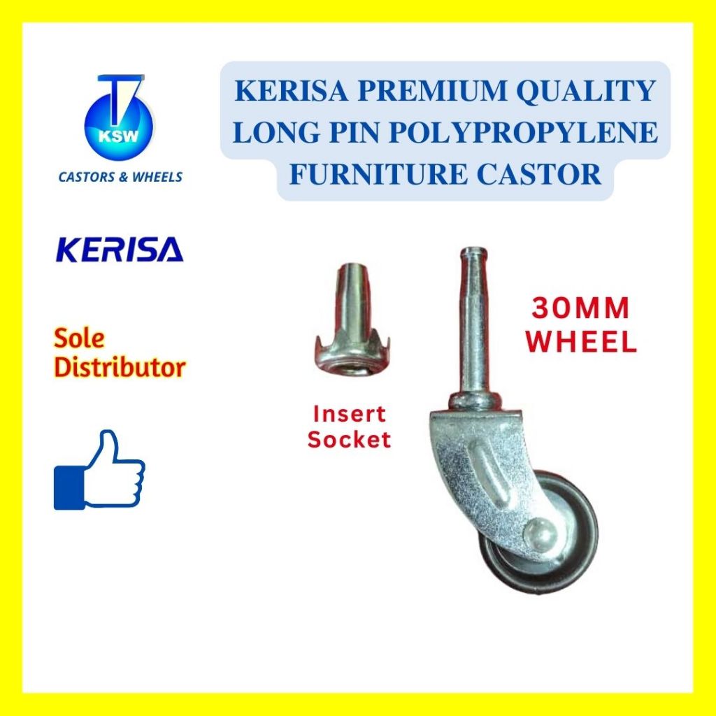 KERISA 30mm Premium Quality Long Pin Furniture Castor Roller Trolley ...