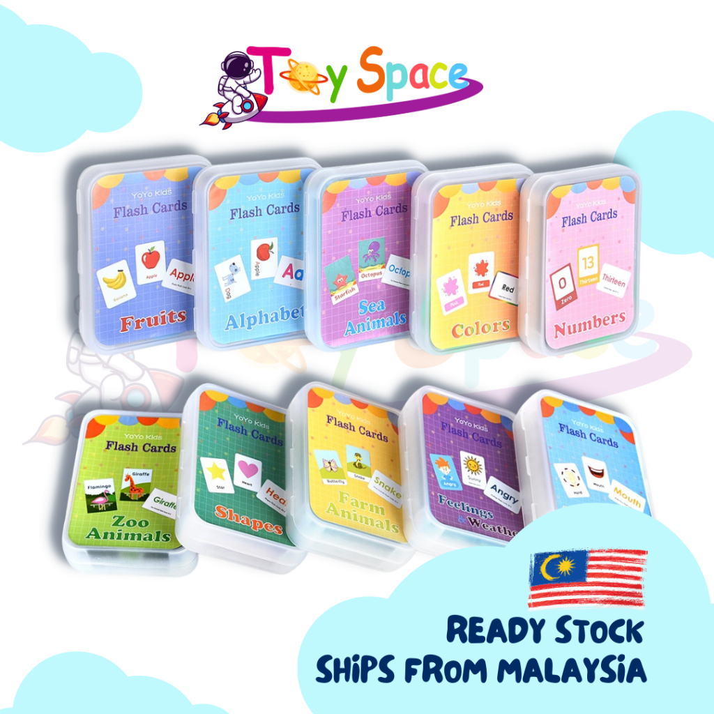 TOYSPACE🚀 Early Learning Flash Card Kad Animal Shape Colour Body Number ...
