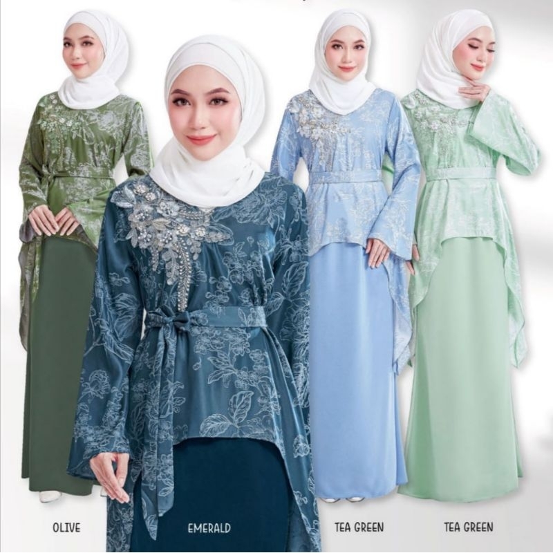 BAJU RAYA 2024 KURUNG MODEN 3D FISHTAIL LACE WITH BELT CANTIK DINNER ...