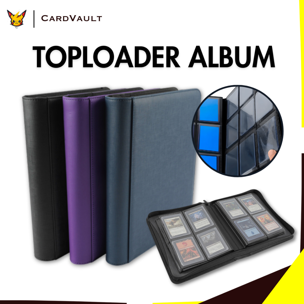 Toploader Album - PU Leather 4/9 Pocket Card Binder - 112/252 Slots for ...