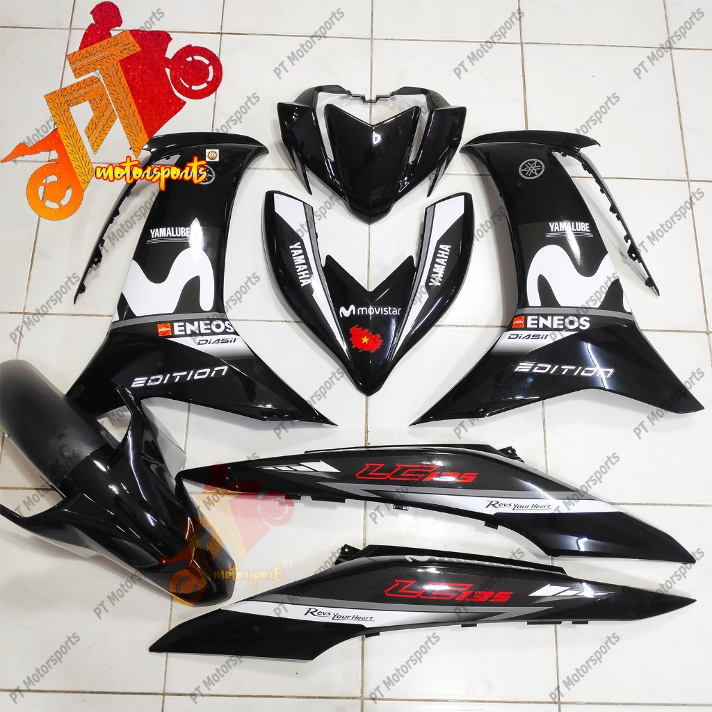 LC135 V8 LC 135 V8 Fi Cover Set Body Coverset Black Kilat Movistar ...