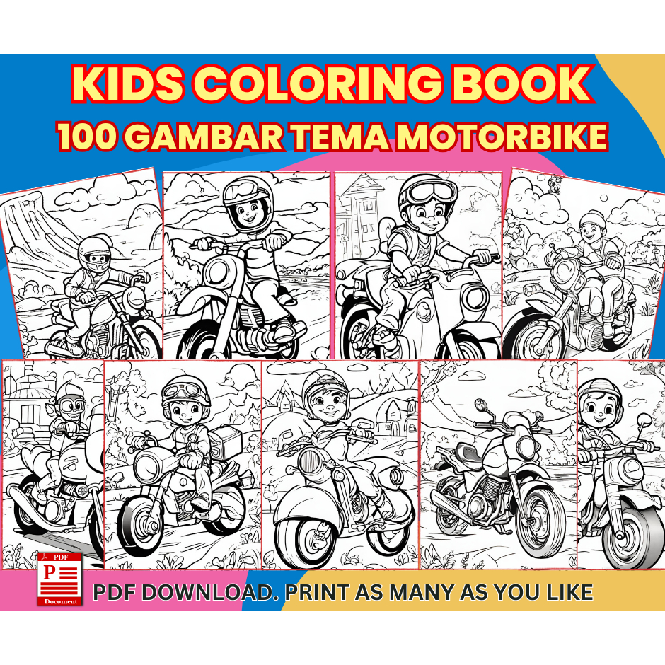 [PDF] 100+ KIDS COLOURING PAGES TEMA MOTORBIKE - Coloring Book For Kids ...