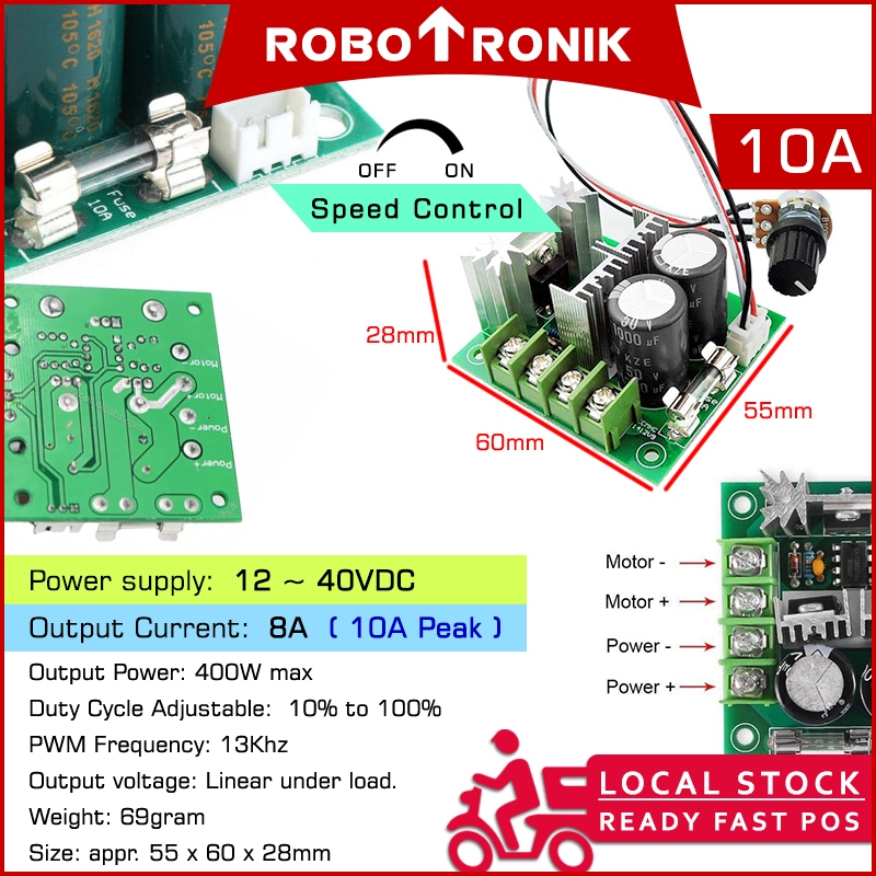 DC Brush Motor Speed Controller PWM (up-to 15A) Dimmer, Geared Gear ...