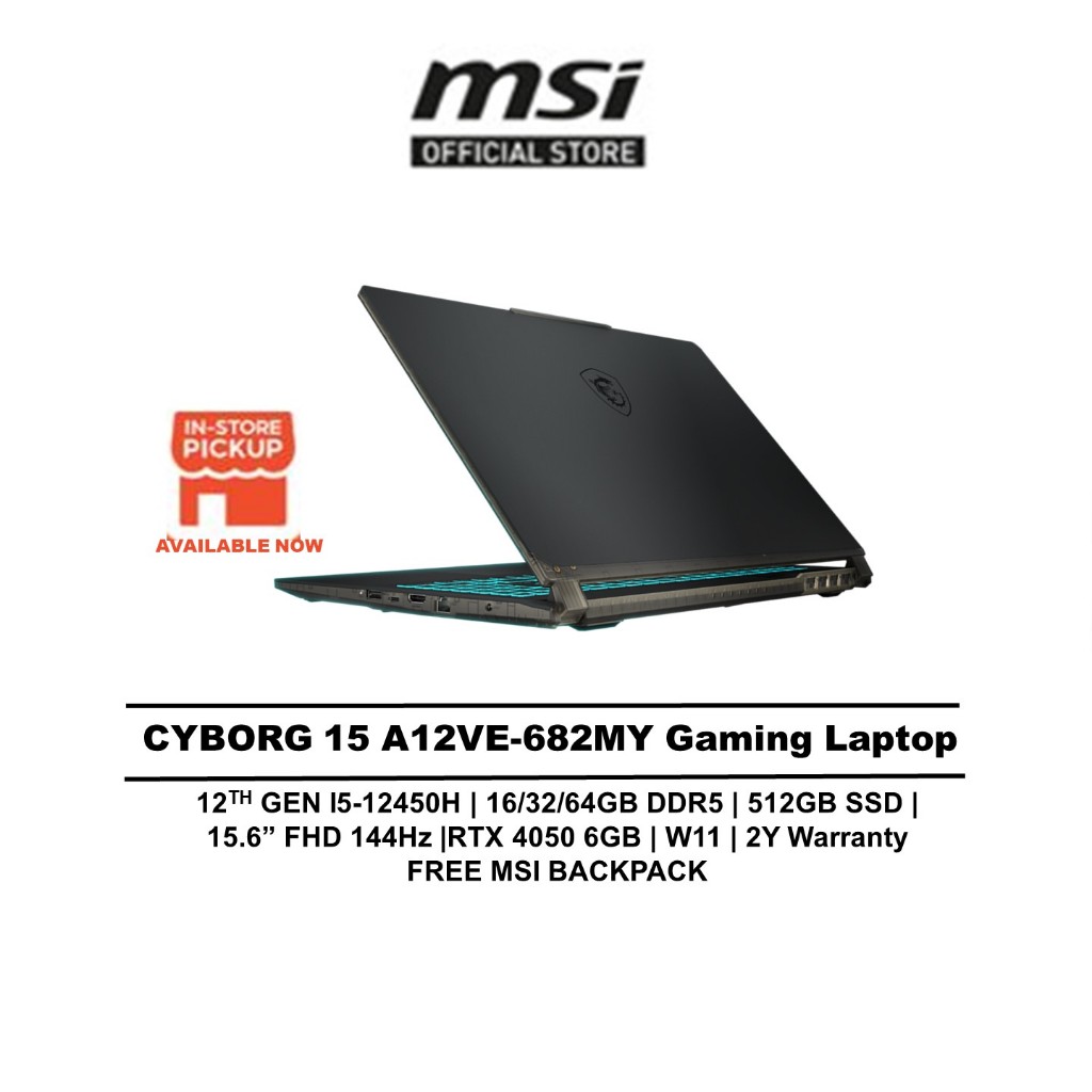 MSI Laptop Cyborg 15 A12VE-682MY Gaming (I5-12450H/16GB Or 32GB DDR5 ...
