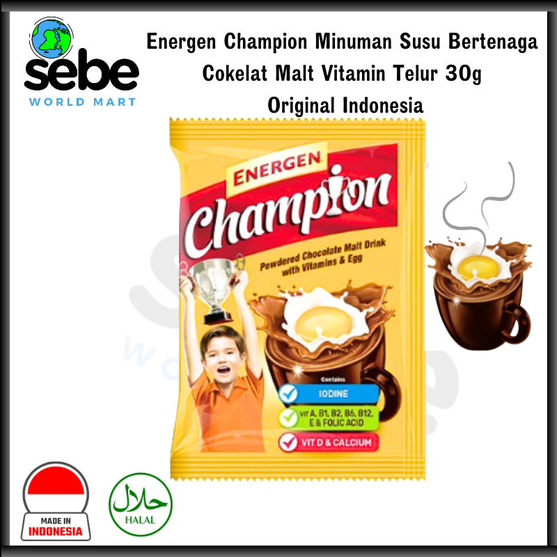 Energen Champion Minuman Susu Bertenaga Cokelat Malt Vitamin Telur 30g ...