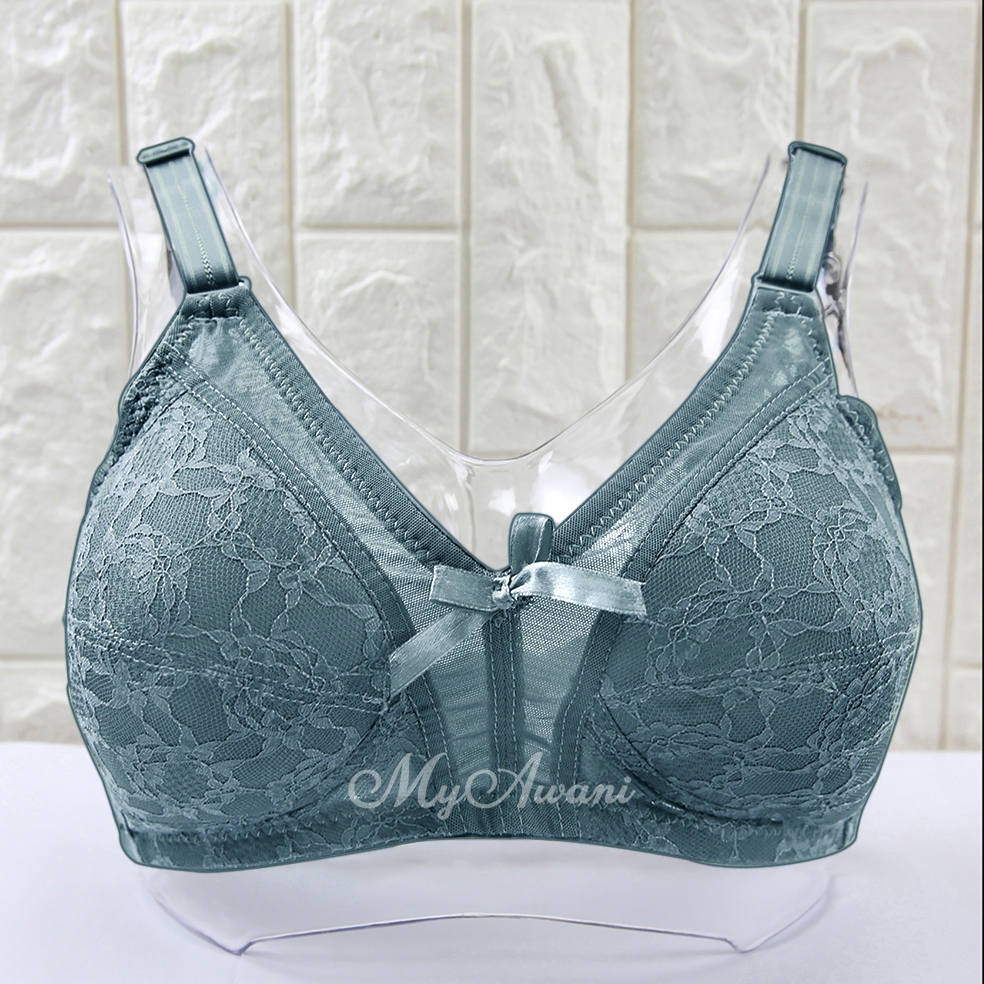 Plus-Size Bra Cup 34~50 B/C FULL CUP 3-Hook [ANNAH] Wireless Bra / Baju ...