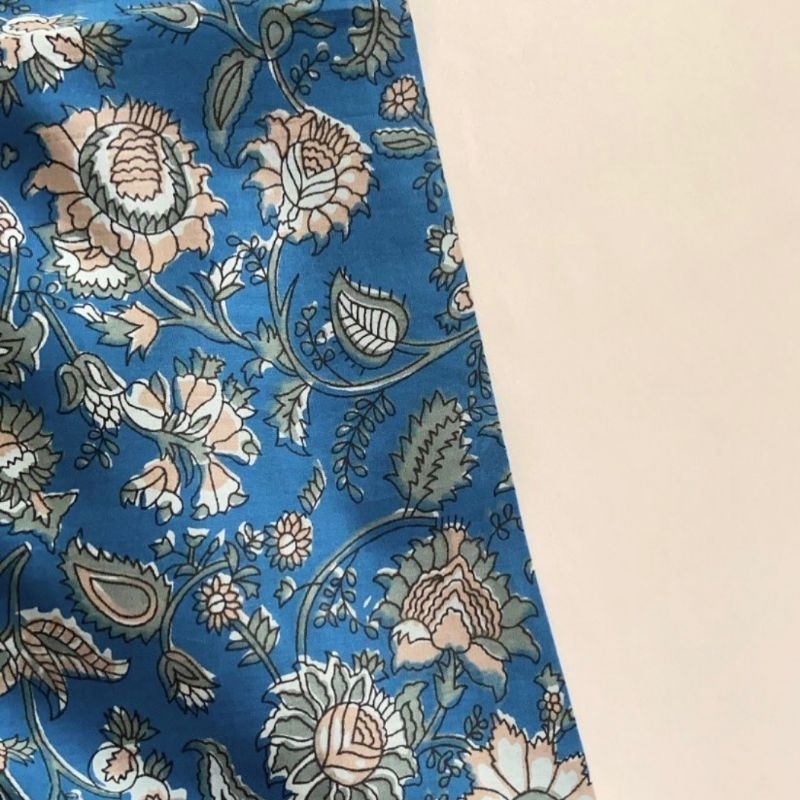 Indian Cotton Fabric. Hand-block printed. Kain Indian Cotton. 100% ...