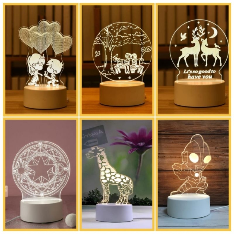 Lampu Meja 3D Creative Light LED Display Acrylic Night Light Lamp ...