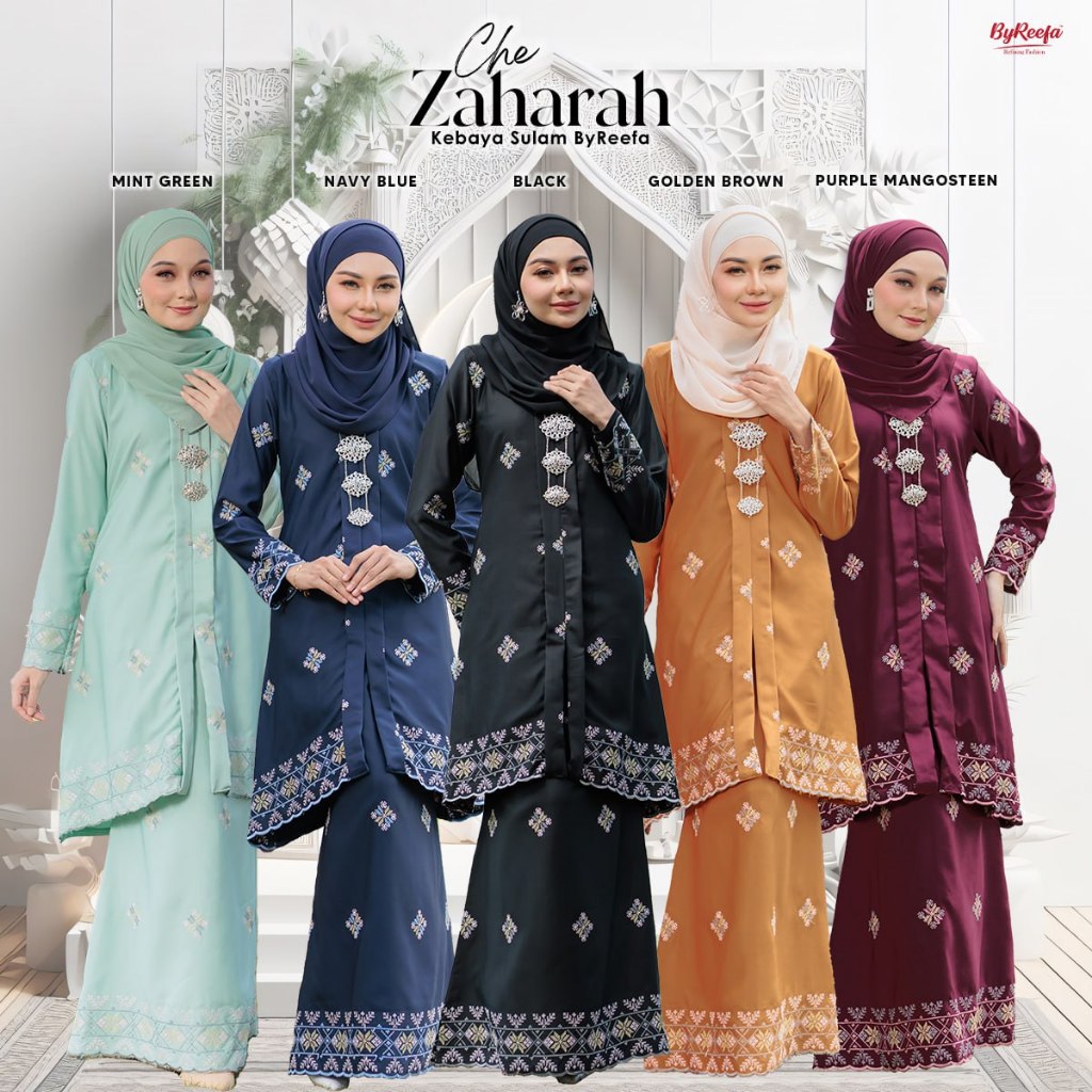 [Raya 2024] Kebaya CHE ZAHARAH ByReefa Collection | Sulam Bunga Tabur ...