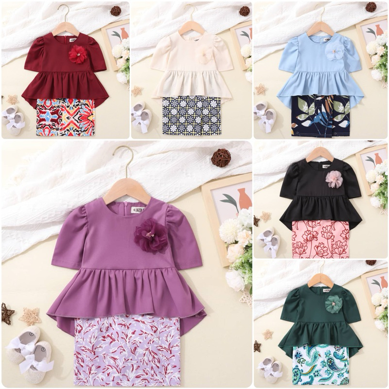 [Ready Stock RAYA SALES 2024] 6m-12m Muslimah Baby Baju Kurung Floral ...